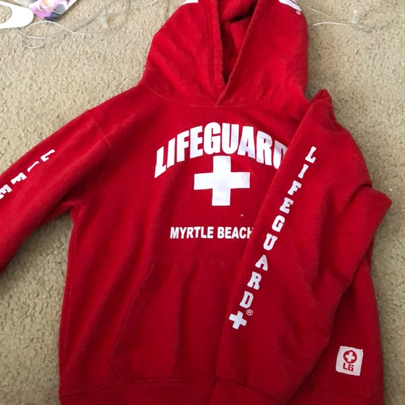 Lifeguard | Jackets & Coats | Red And White Lifeguard Hoodie From ...